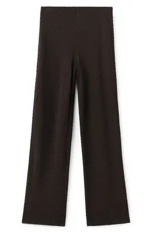 Mango Nati Textured Straight Leg Pants - Brown