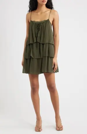 Mango Tiered Minidress - Green