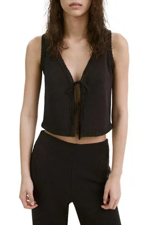 Mango Nati Sleeveless Knit Top - Dark Brown