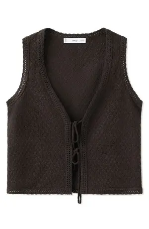 Mango Nati Sleeveless Knit Top - Dark Brown