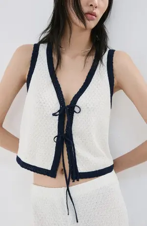 Mango Nati Sleeveless Knit Top Light Beige