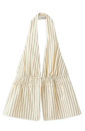 Mango Striped Halter Neck Top With Plunge Neckline