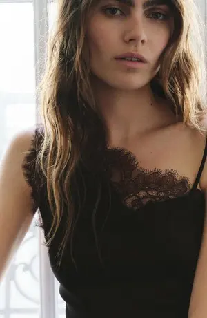 Mango Lace Trim One-shoulder Satin Slipdress