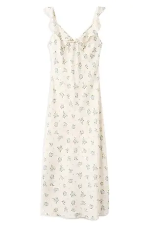 Mango Floral Ruffle Strap Dress