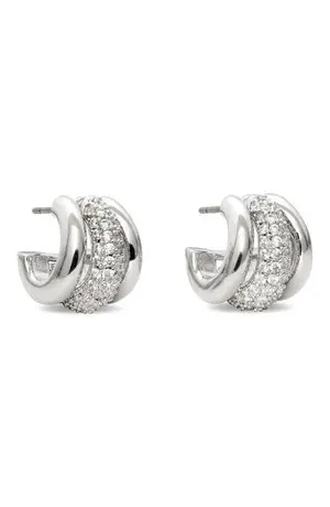 Kate Spade New York Tiny Twinkles Trio Pavé Huggie Hoop Earrings - Clear/silver