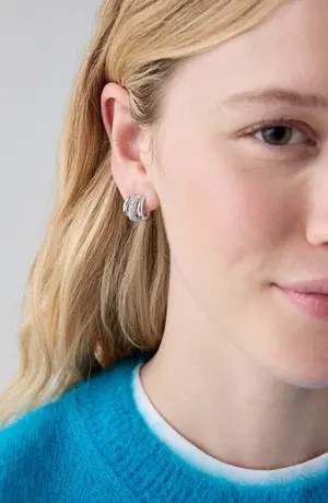 Kate Spade New York Pavé Cubic Zirconia Huggie Hoop Earrings - Clear/silver