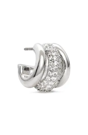 Kate Spade New York Pavé Cubic Zirconia Huggie Hoop Earrings - Clear/silver