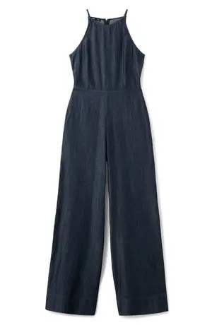Mango Chambray Wide Leg Jumpsuit