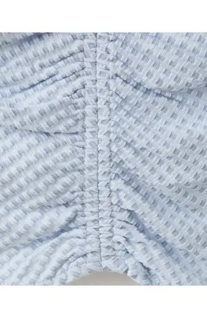 Mango Micro Check Ruched Cotton Blend Top