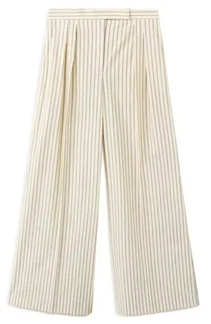 Mango Stripe Pleate Straight Leg Pants