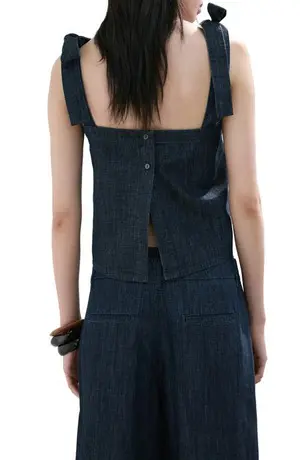 Mango Calonge Denim Top With Tie Straps