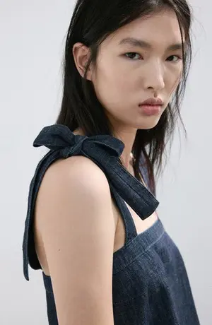 Mango Calonge Denim Top With Tie Straps