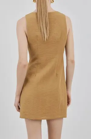 Mango Sleeveless Side Tie Mini Dress - Medium Brown