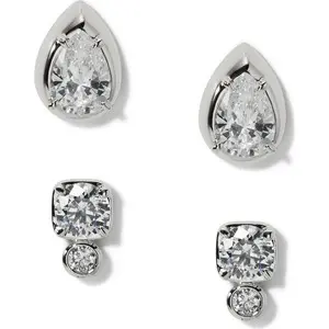 Nadri Delancy Set Of 2 Assorted Stud Earrings - Rhodium