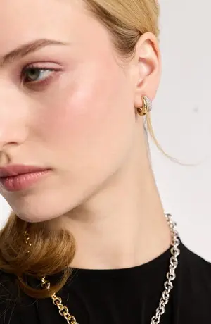Nadri Gemini Two-tone Pavé Hoop Earrings