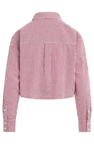 FAVORITE DAUGHTER Crop Cotton Gingham Button-up Shirt