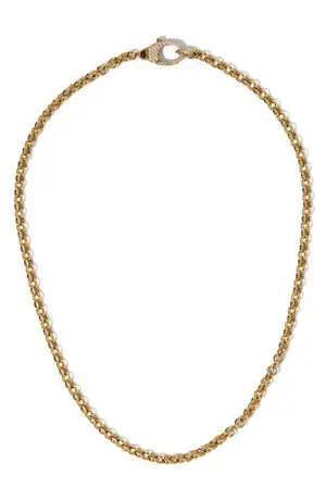 Nadri Gemini Pavé Clasp Link Chain Necklace - Gold