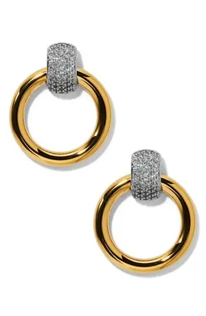 Nadri Gemini Two-tone Pavé Door Knocker Hoop Earrings - Gold