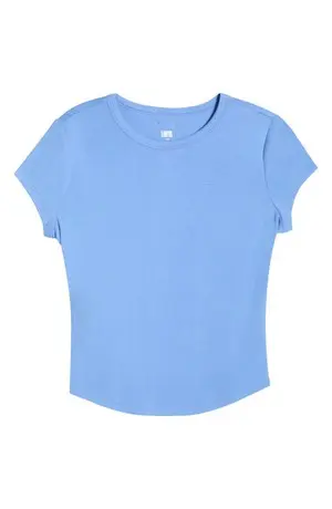 Lunya Soft Modal Rib Curved Hem Tee - Current Blue