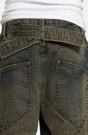 JADED LONDON Colossus Cinch Back Wide Leg Denim Shorts