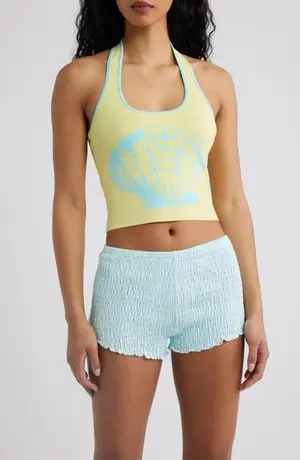 KULANI KINIS Shell Knit Halter Tank Top - Sunshell