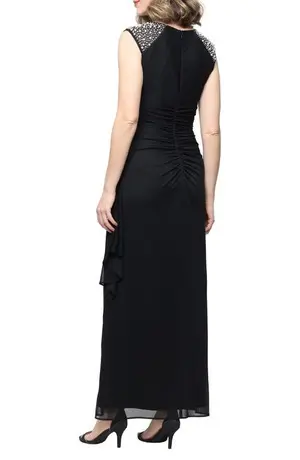 Alex Evenings Heat Set Crystal Empire Waist Gown