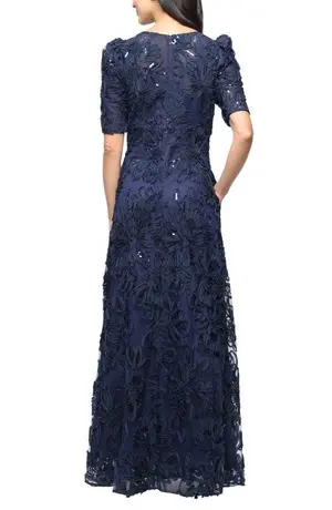 Alex Evenings Empire Waist Sequin Soutache Gown