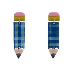 HALLMARK Acrylic Plaid Pencil Earrings