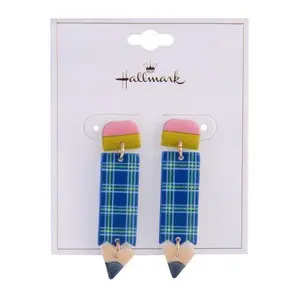 HALLMARK Acrylic Plaid Pencil Earrings