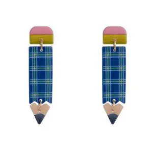 HALLMARK Acrylic Plaid Pencil Drop Earrings