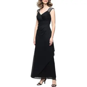 Alex Evenings Heat Set Crystal Empire Waist Gown - Black