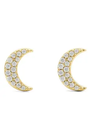Kate Spade New York Pavé Moon Stud Earrings - Clear/gold
