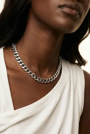JOEY BABY Stainless Steel Cuban Link Necklace With Nautical Clasp