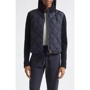 Moncler Chenille Sleeve Quilted Down Jacket - Blue
