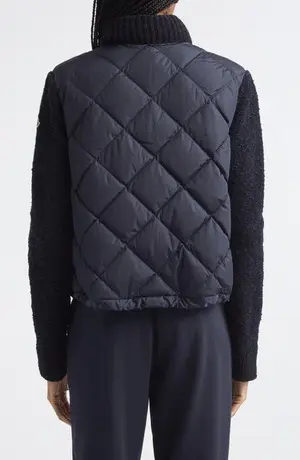 Moncler Chenille Sleeve Quilted Down Jacket