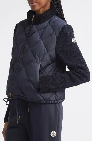 Moncler Chenille Sleeve Quilted Down Jacket