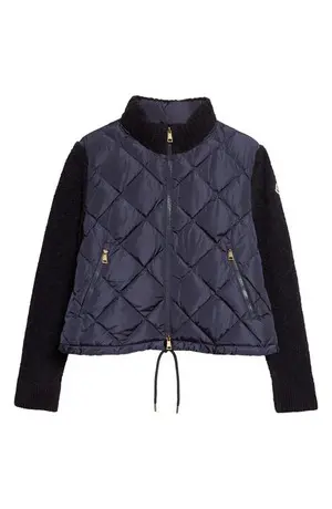 Moncler Chenille Sleeve Quilted Down Jacket