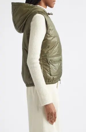Moncler Lansette Hooded Down Vest - Green