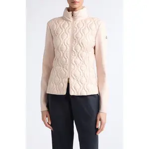 Moncler Mixed Media Down Cardigan - Pink