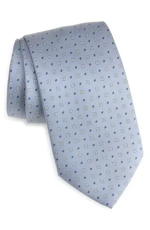 Canali Medallion Silk Neck Tie - Light Blue
