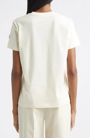 Moncler Cotton Jersey T-shirt With Raised Logo - Off White