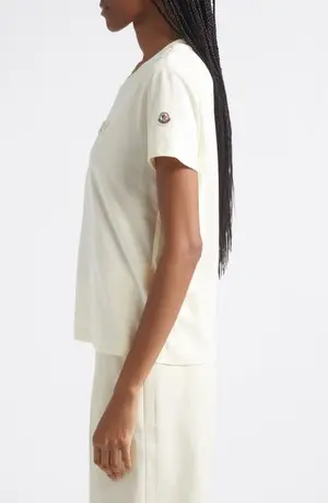 Moncler Cotton Jersey T-shirt With Raised Logo - Off White