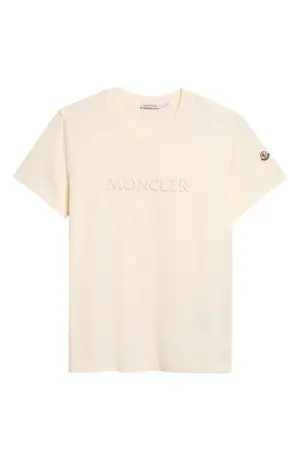 Moncler Cotton Jersey T-shirt With Raised Logo - Off White