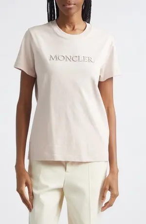 Moncler Logo Cotton Jersey T-shirt - Pink
