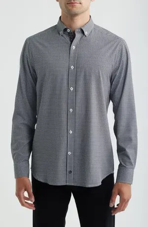 Johnston & Murphy Xc+™ Performance Game Day Gingham Button-up Shirt - Black