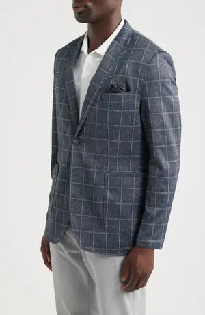 Johnston & Murphy Game Day Xc Flex Pinnacle Black Windowpane Check Knit Sport Coat