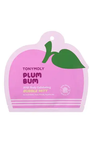 TONYMOLY Plum Bum Aha Body Exfoliating Bubble Mitt - Pink