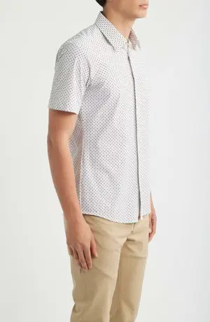 BOSS Roan Kent Slim Fit Short Sleeve Performance Button-up Shirt