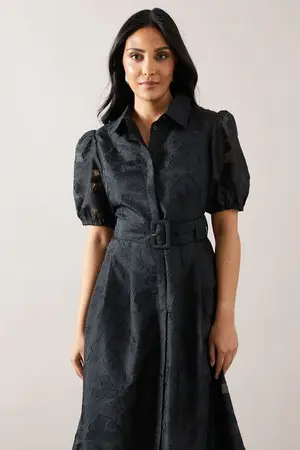 WALLIS Petite Burnout Floral Shirt Dress