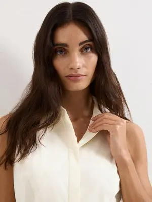 PHASE EIGHT Ariane Sleeveless Collared Belted Midi Shirt Dress